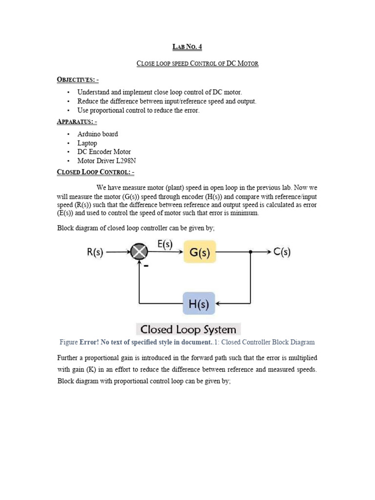 Lab 4 Control | PDF | Feedback | Control Theory