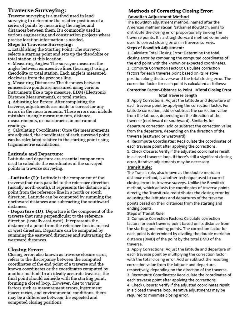 Traverse Surveying Pdf Surveying Probability And Statistics