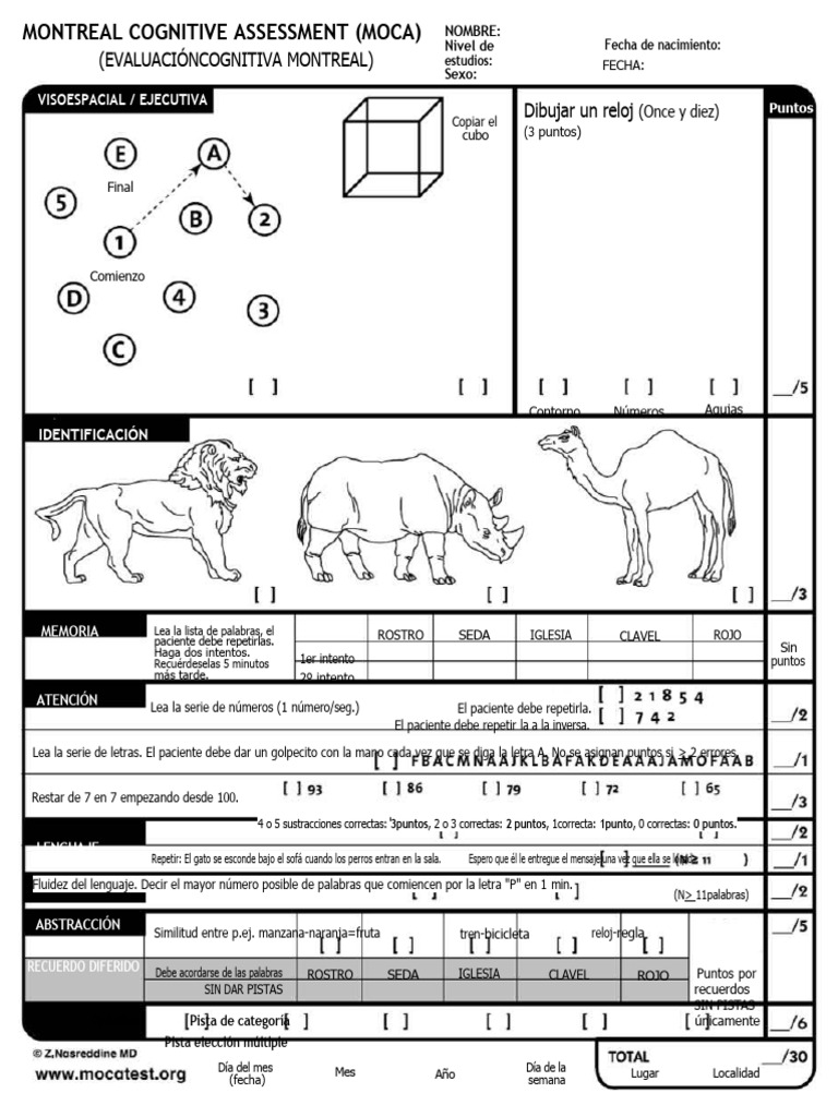 Protocolo de Test MOCA en Español | PDF