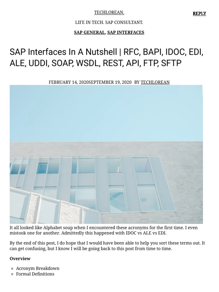 SAP Interfaces in RFC BAPI IDOC EDI 1714207340 | PDF | Web Service | File Transfer Protocol
