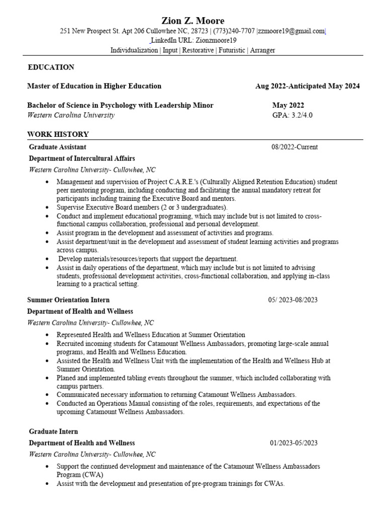 Zion Z. Moore | PDF | Applied Psychology | Behavioural Sciences