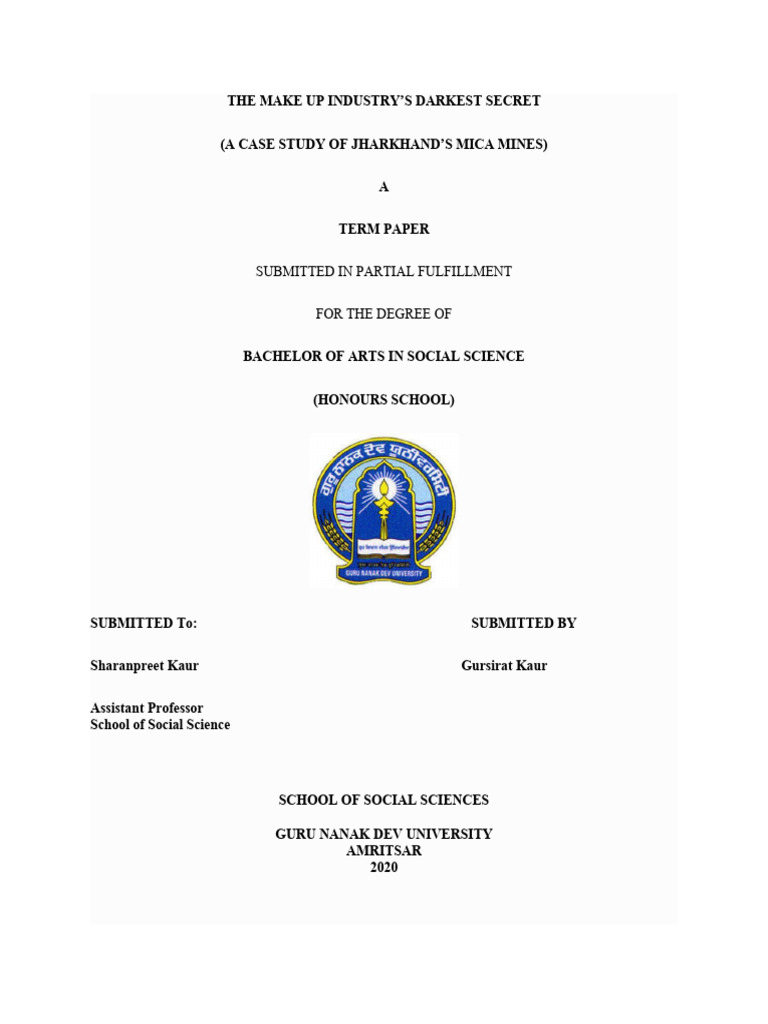 Term Paper Sample | PDF | Mining | Child Labour