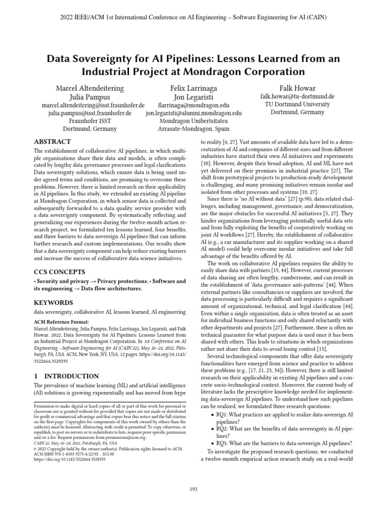 Data Sovereignty For AI Pipelines Lessons Learned From An Industrial ... Data Sovereignty For AI Pipelines Lessons Learned From An Industrial ...