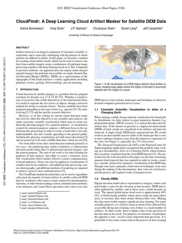 CloudFindr A Deep Learning Cloud Artifact Masker For Satellite DEM Data ...