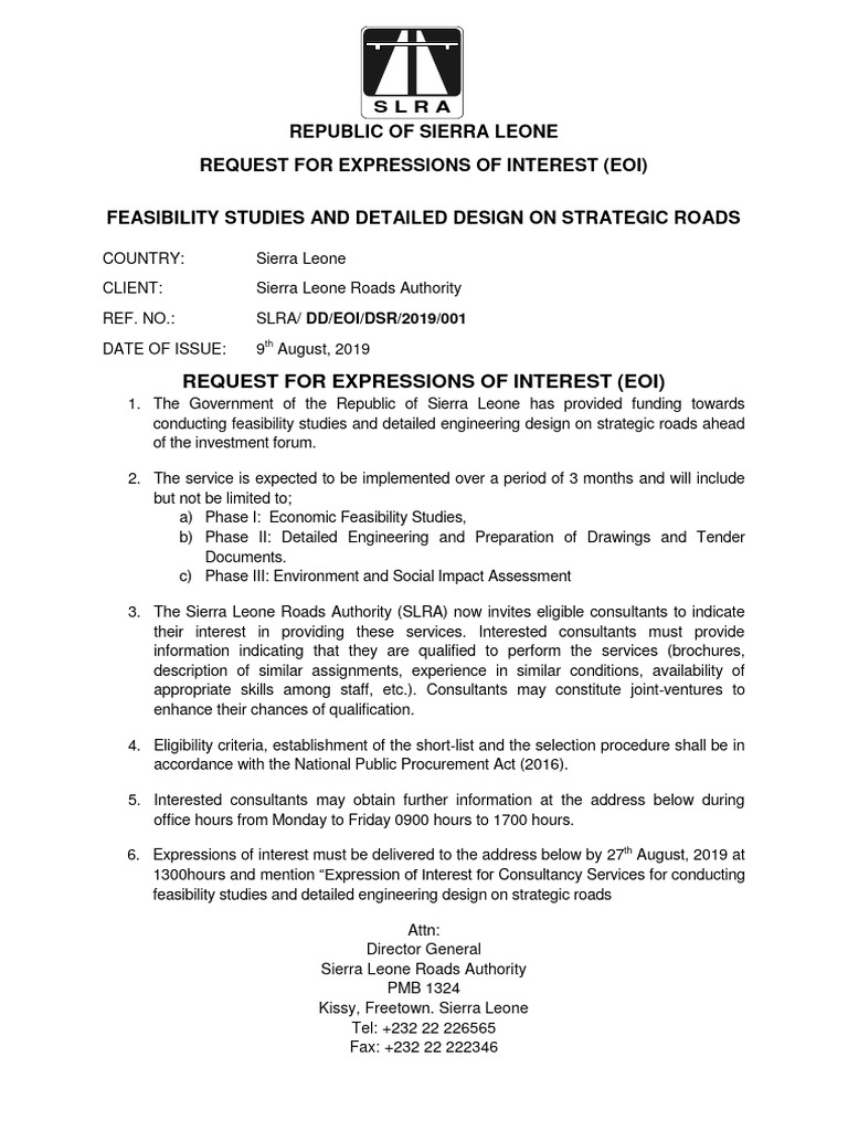 Request For Expressions of Interest (Eoi) | PDF