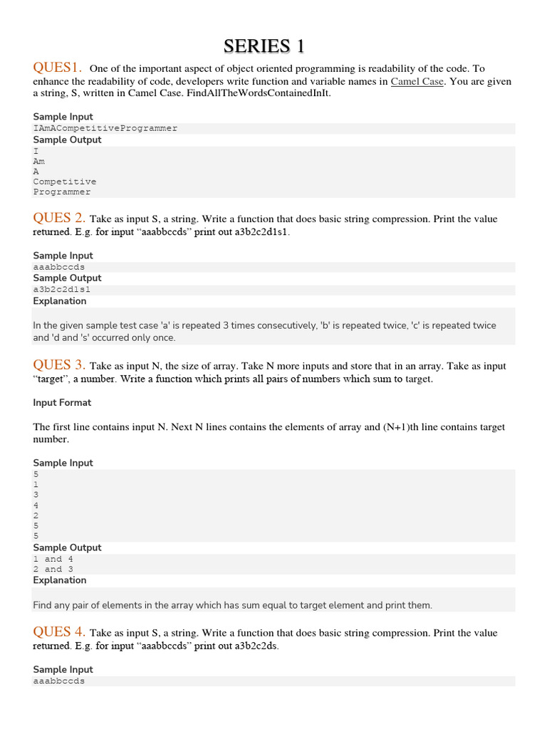 SERIES 1-10 Practice Questions C++ | PDF | String (Computer Science) | Queue (Abstract Data Type)
