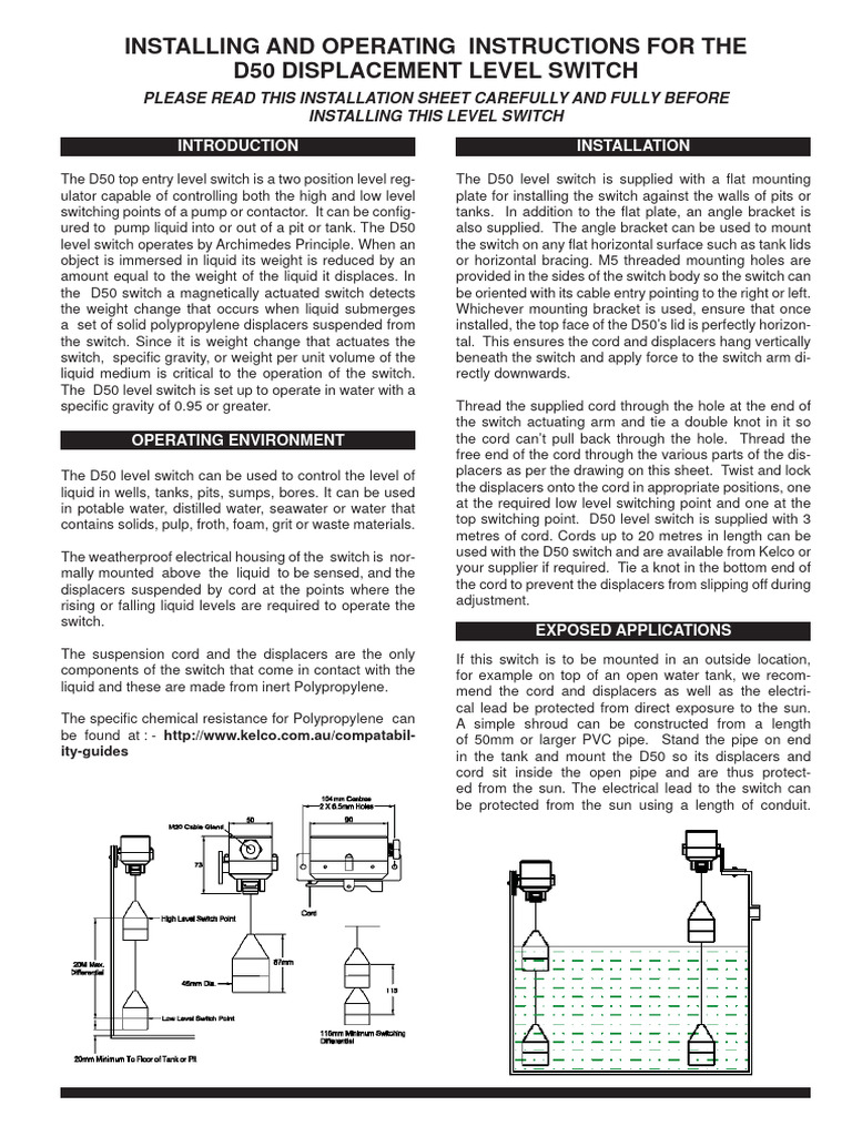 d50 Installation Sheet 1 | Download Free PDF | Switch | Alternating Current
