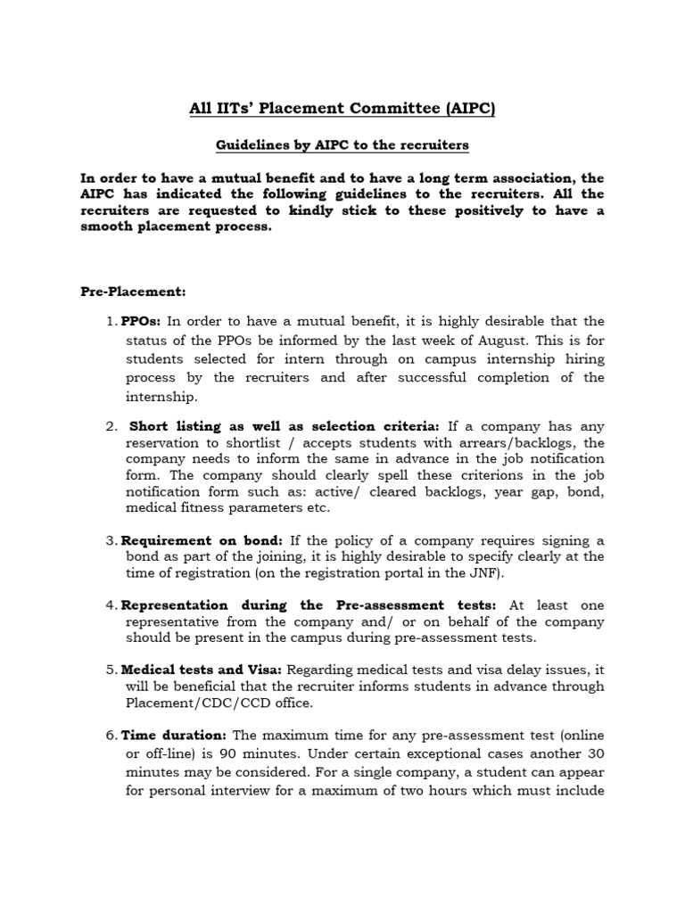 AIPC Guidelines | PDF