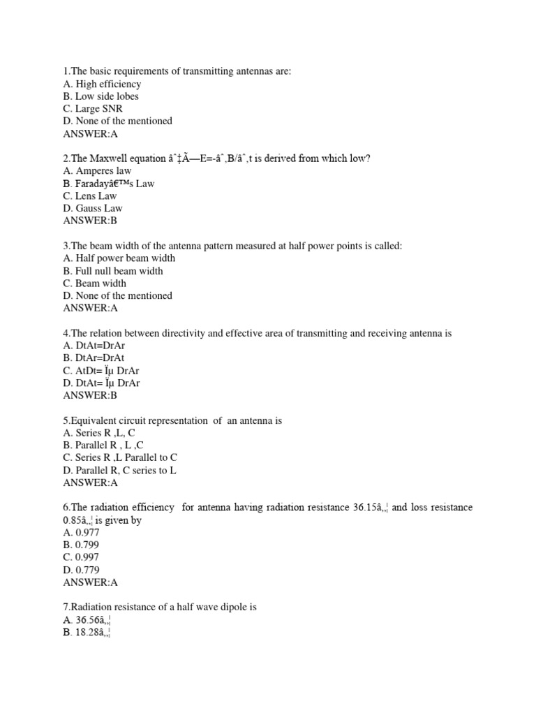 Antena Model Exam | PDF | Antenna (Radio) | Radio Technology