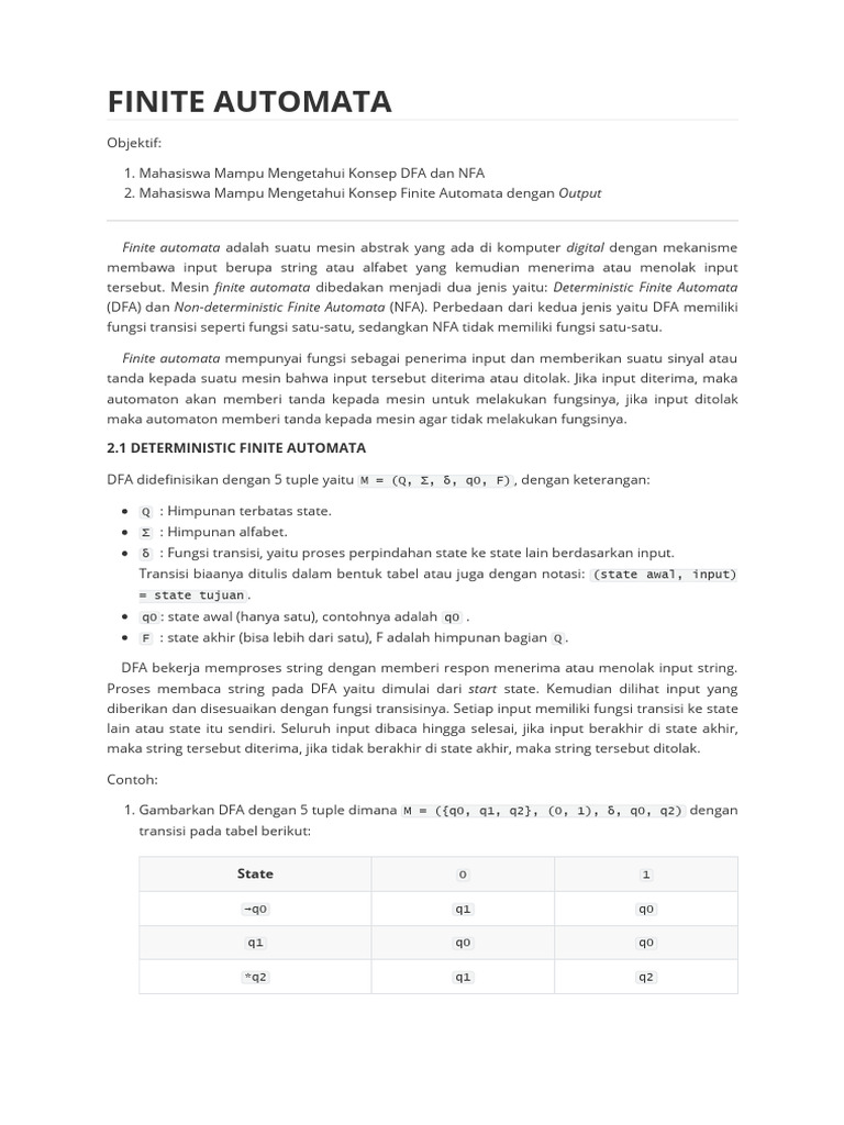 Topik 2. Finite Automata | PDF