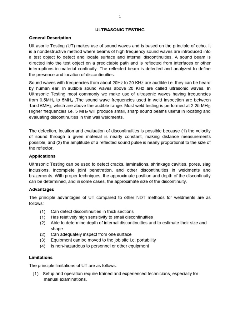 Ultrasonic Testing Pdf Waves Piezoelectricity