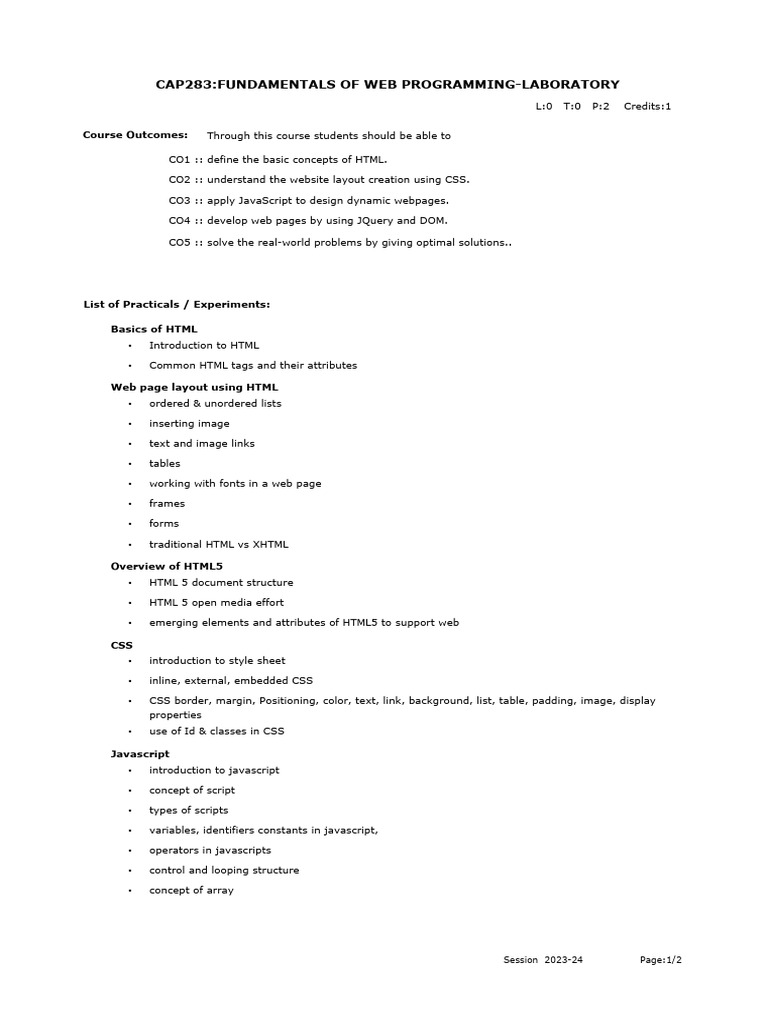 Frm Course Syllabus Ipdownload Pdf Html Java Script