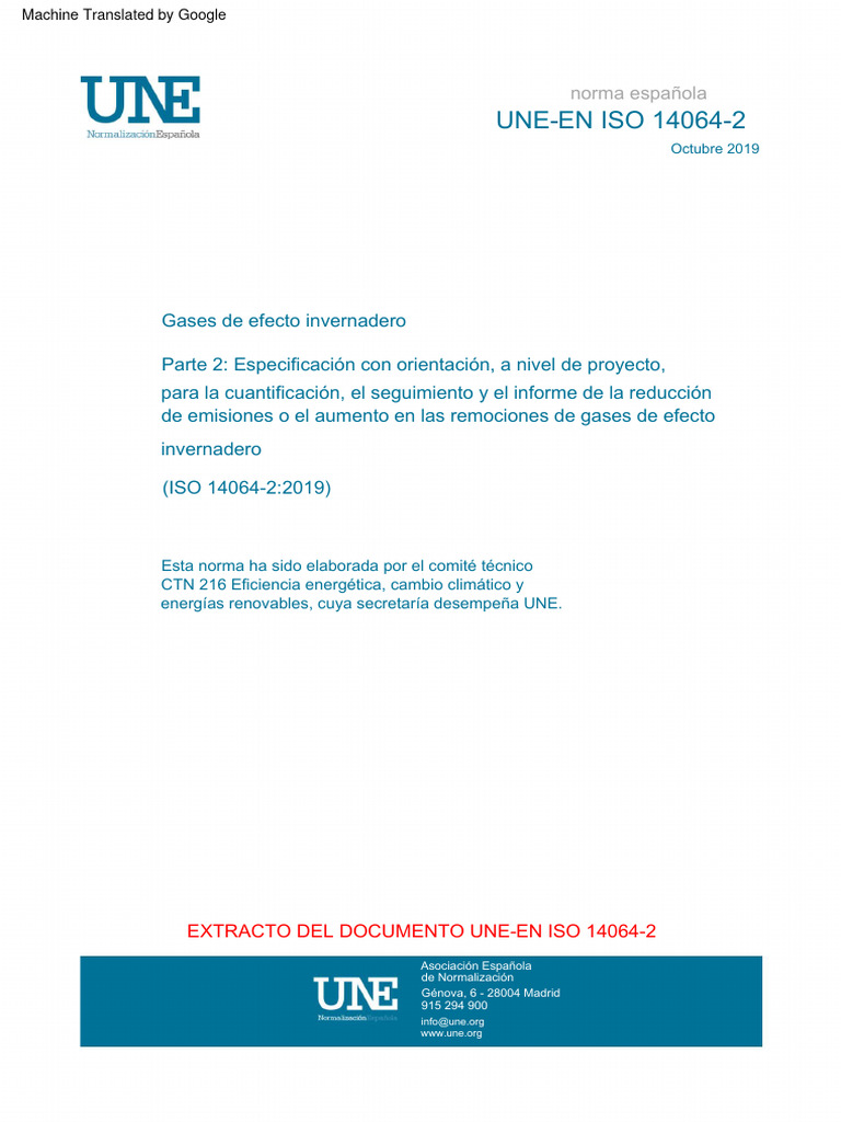 (Ex) Une-En - Iso - 14064-2 2019 (1) - Traducido | PDF | Gases de ...