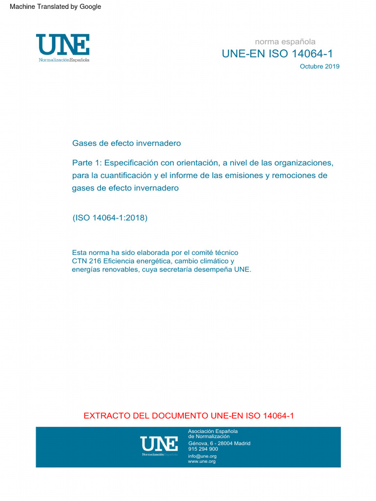 Cuantificación de GEI: UNE-EN ISO 14064-1 | PDF | Gases de efecto ...