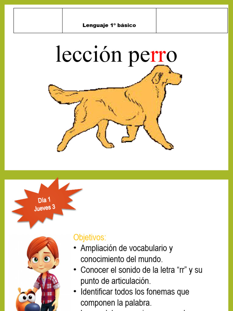 Lección sobre la palabra "perro" | PDF | Metodos de aprendizaje ...