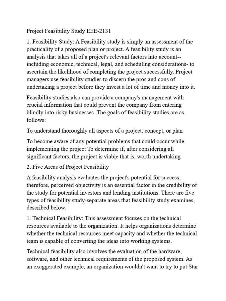 Project Feasibility Study Overview | PDF | Feasibility Study | Business
