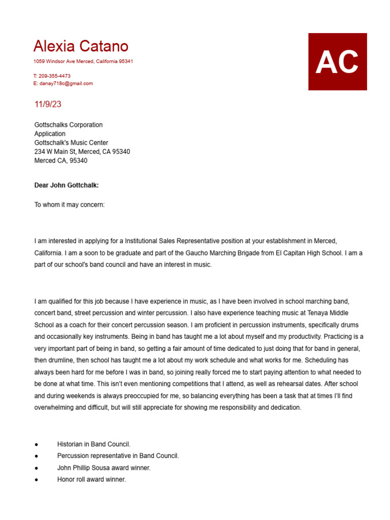 Cover Letter Template 1 - Initials | PDF | Performing Arts