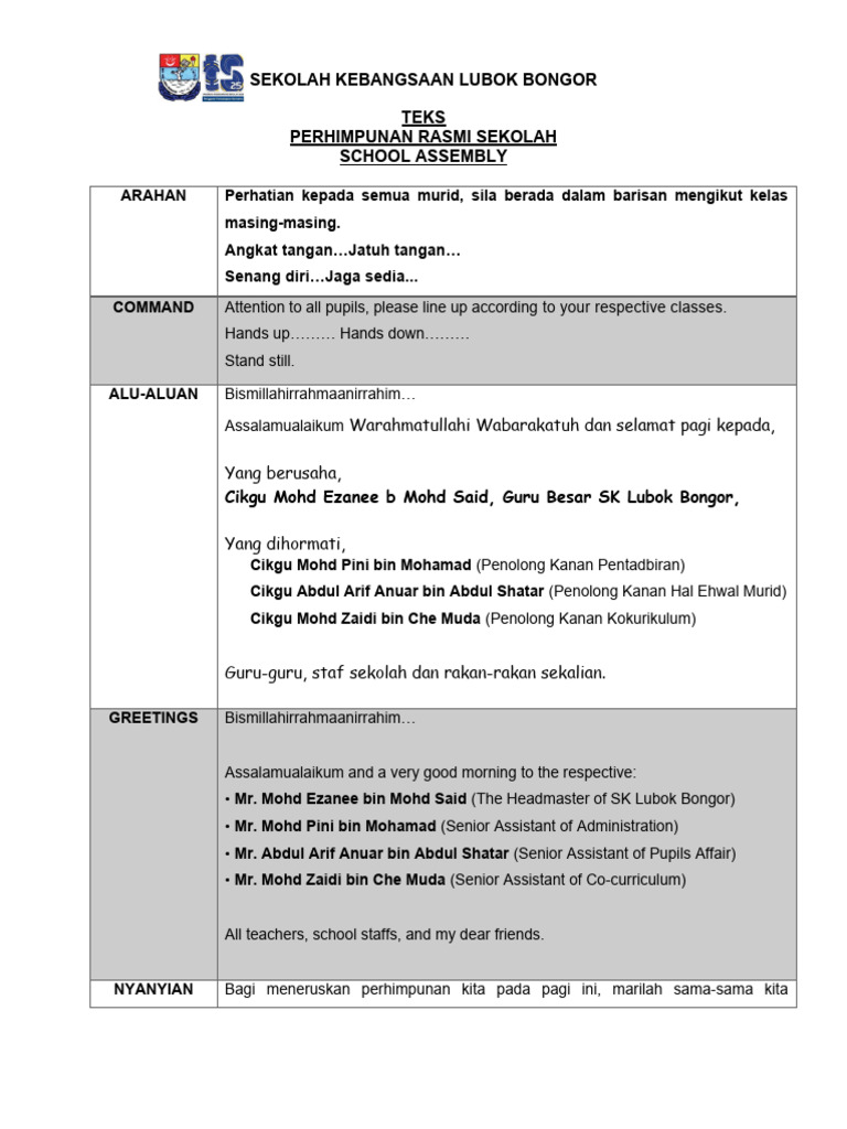 Teks Perhimpunan Dwibahasa | PDF