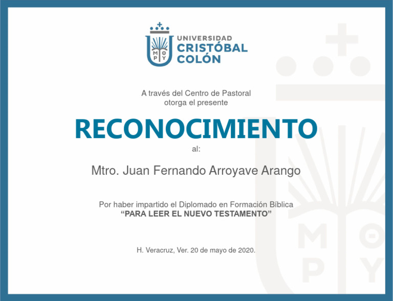 Reconocimiento - A Trave Üs de - Carta - Arial | PDF