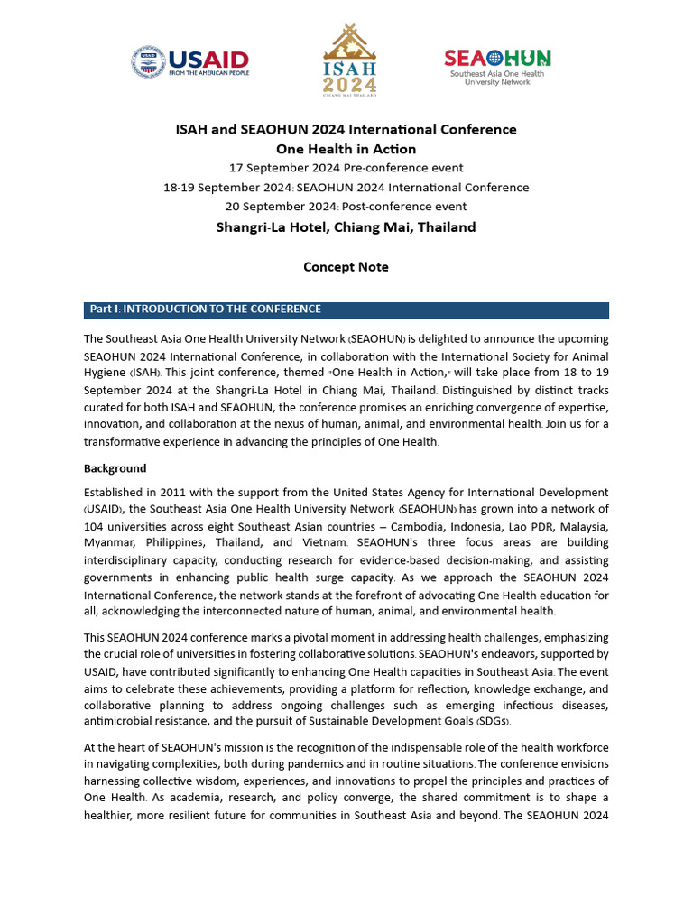 Concept Note-SEAOHUN 2024 Int Conference 290224 | PDF | Policy ...