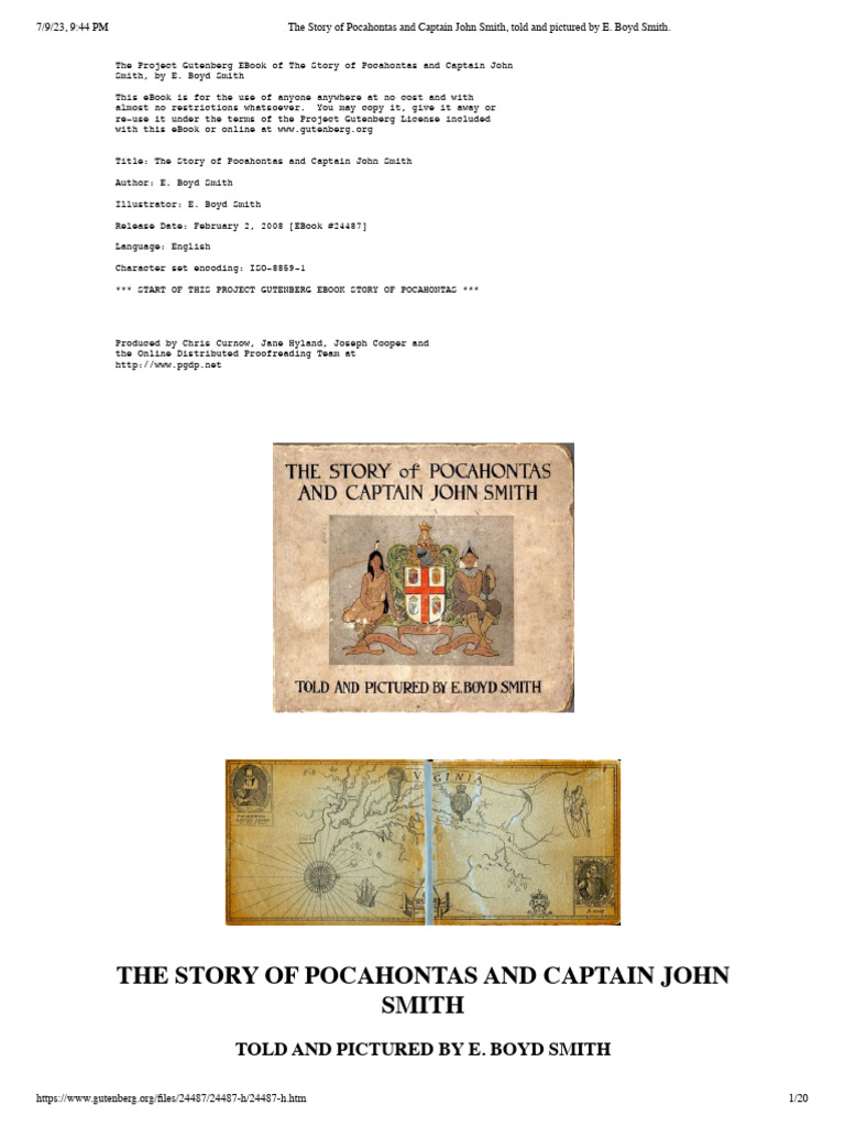 The Story of Pocahontas and Captain John Smith, Told and Pictured by E ...