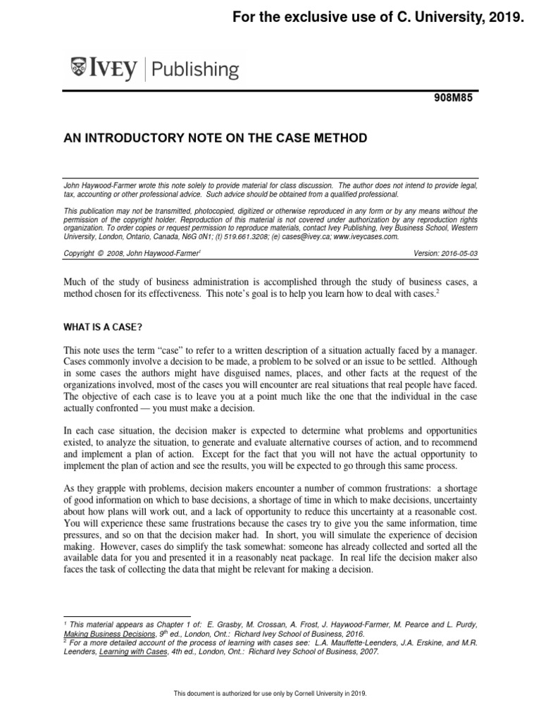 Intro Case Method 2 | Download Free PDF | Decision Making | Information