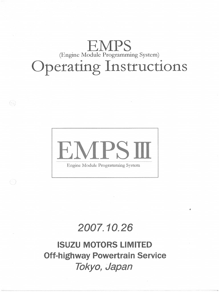 ISUZU 4JJ1 Tier3 EMPS Opereting Instructions | PDF