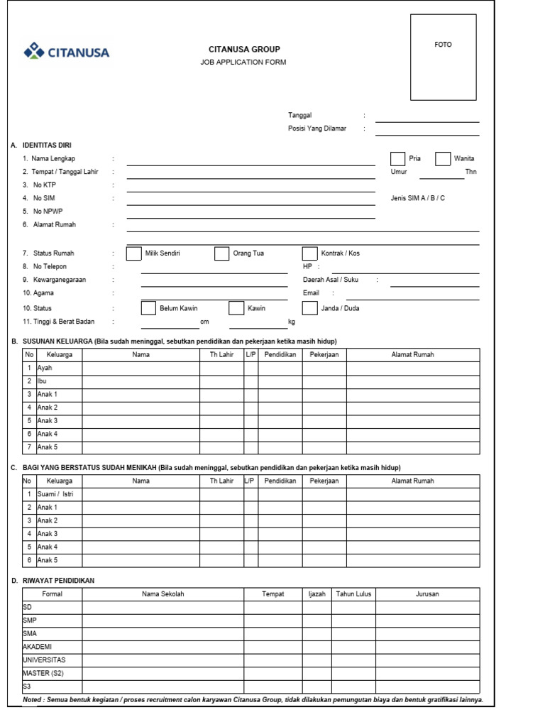 Form Lamaran Pekerjaan NEW | PDF