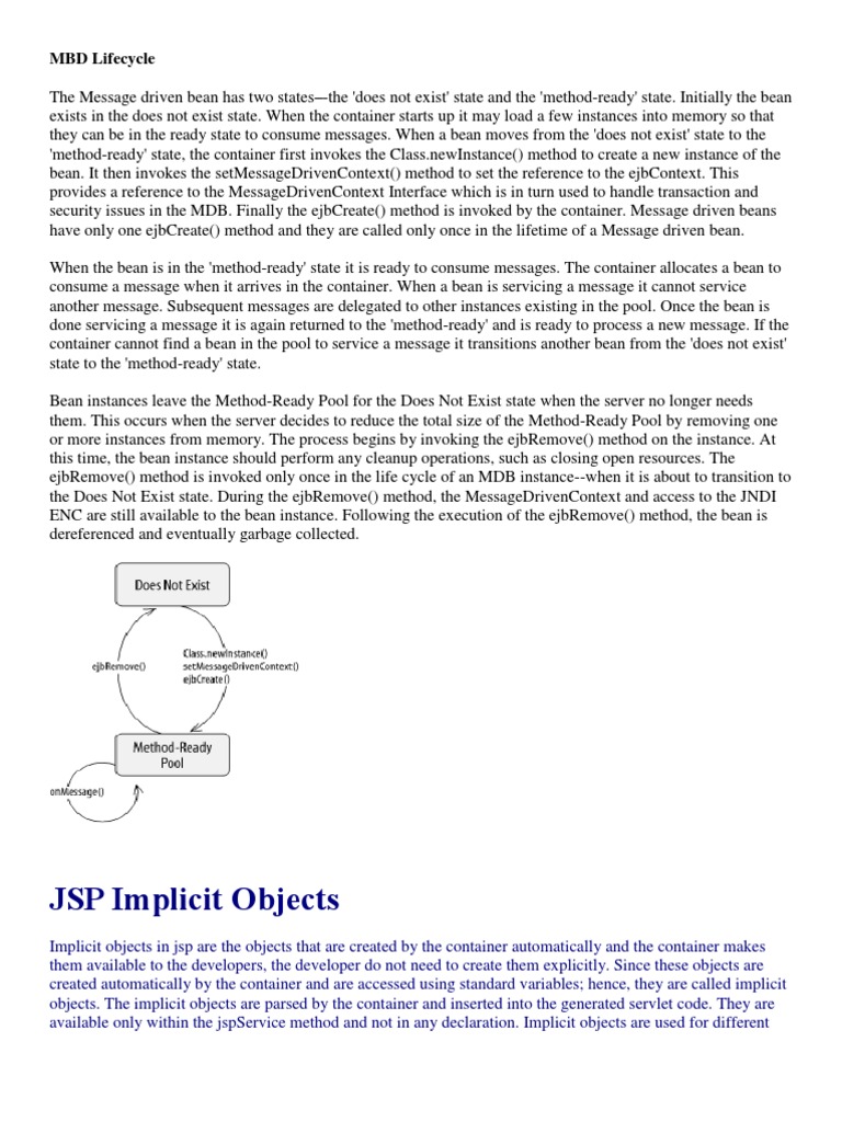 JSP Implicit Objects: MBD Lifecycle | PDF | Java Server Pages | Java Servlet