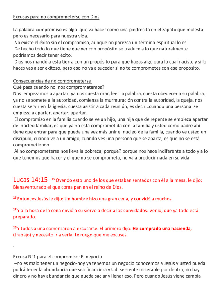 Excusas para No Comprometerse Con Diosn - MÑLMÑLM, (ÑLM, ( | PDF | Dios