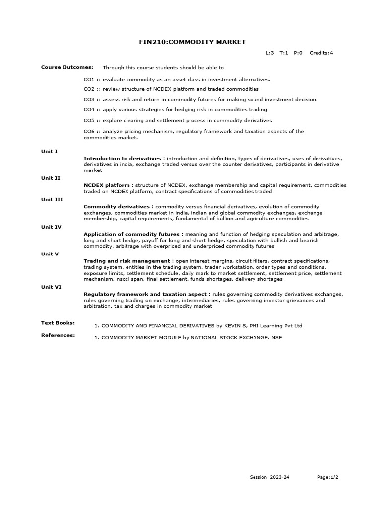 FRM Course Syllabus IPDownload | PDF | Derivative (Finance) | Commodity ...