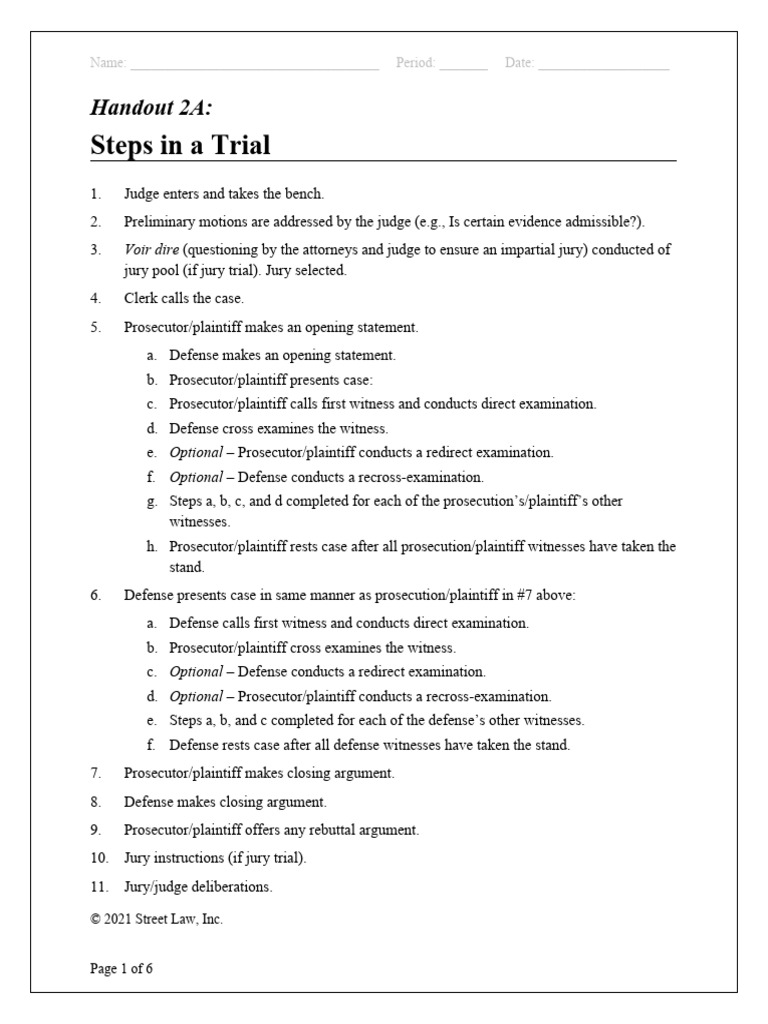 Mock Trial Lesson 2 Steps | PDF | Burden Of Proof (Law) | Witness Mock Trial Lesson 2 Steps | PDF | Burden Of Proof (Law) | Witness