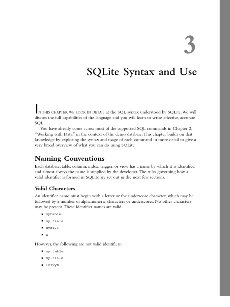 Sqlite Syntax and Use: Naming Conventions | PDF | Database Transaction ... Sqlite Syntax and Use: Naming Conventions | PDF | Database Transaction ...