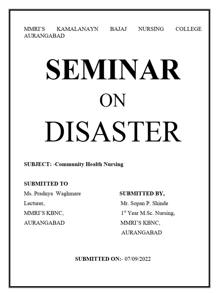 Disaster Management Seminar Guide | PDF | Natural Disasters | Emergency ...