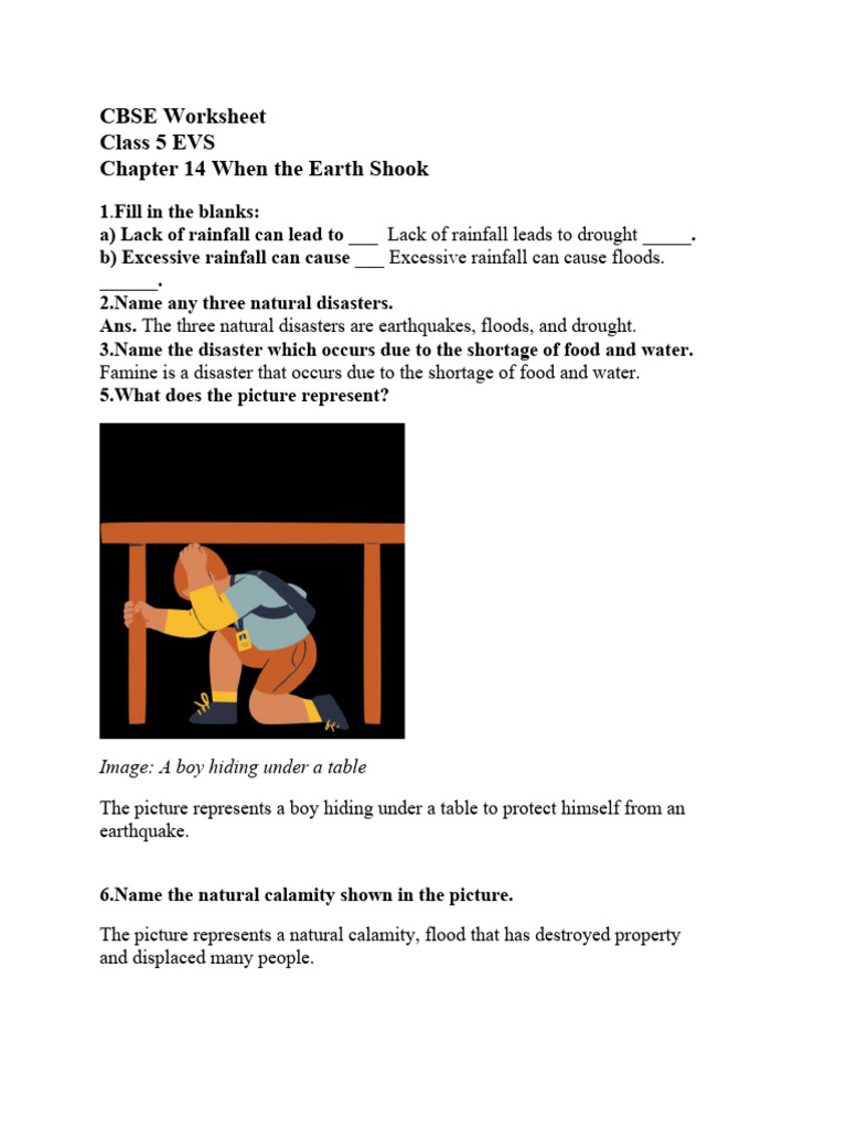 CBSE Worksheet | PDF | Natural Disasters | Flood