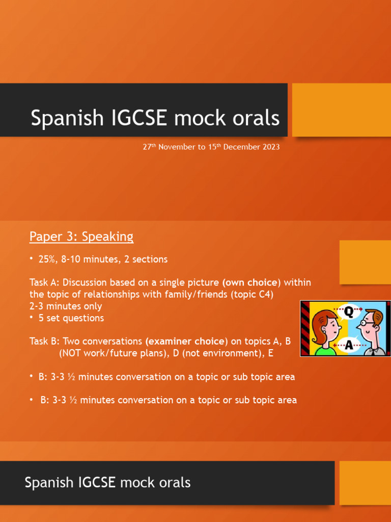 Spanish IGCSE Mock Oral Exam Guide | PDF