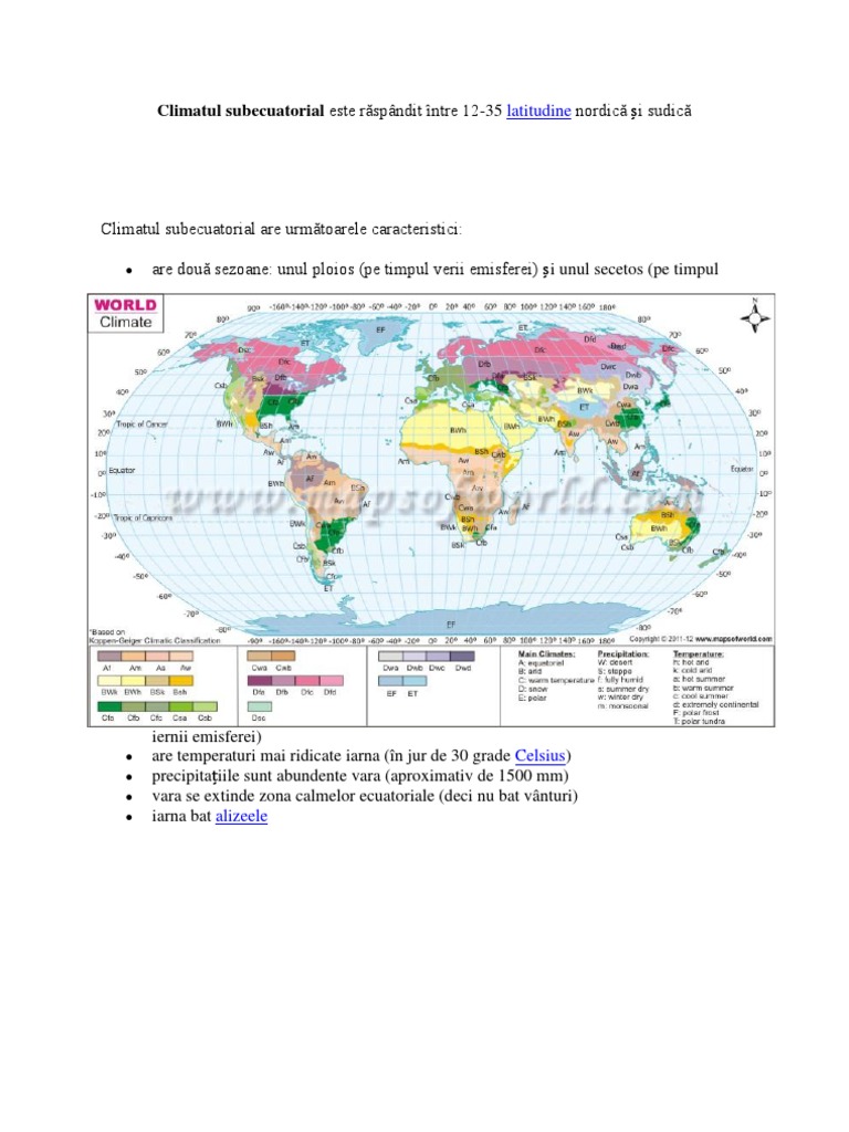 Climatul Subecuatorial Este Răspândit Între 12 | PDF