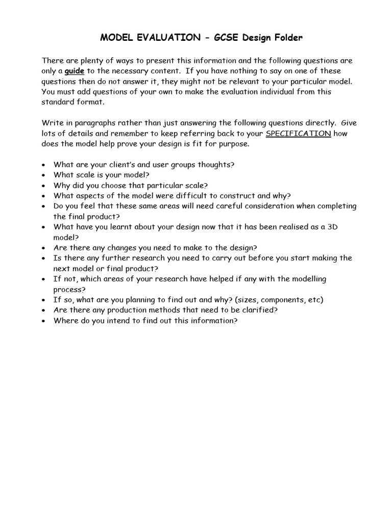 Model Evaluation Help Sheet | PDF