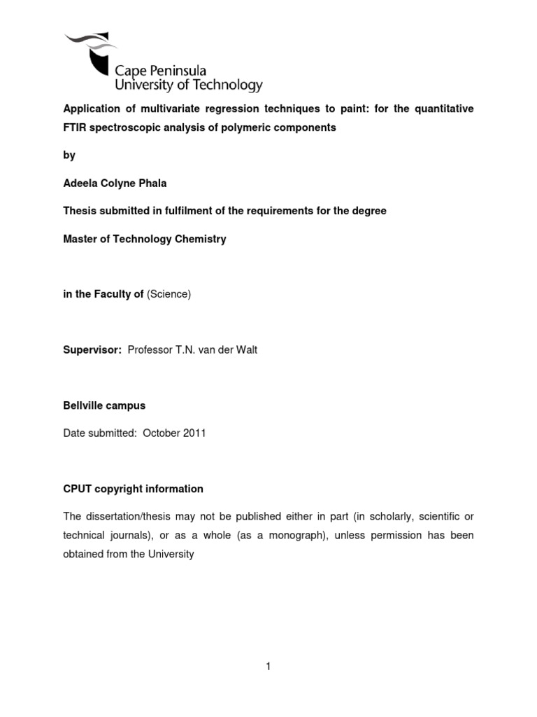 Application Of Multivariate Regression Pdf Polymers Infrared
