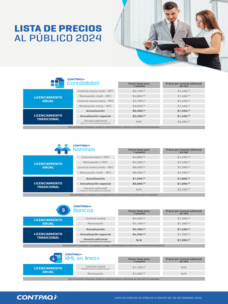 Precios CONTPAQi 2024 al Público | PDF | Virtualización de escritorio ...