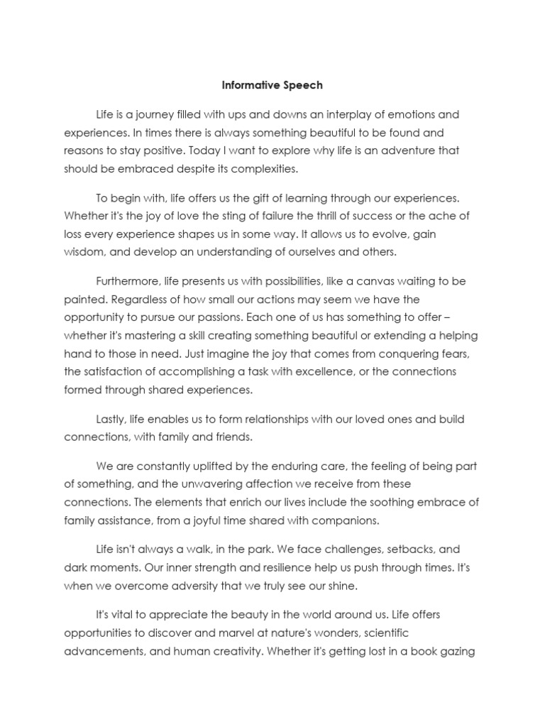 Informative Speech | Download Free PDF | Experience | Psychological ...