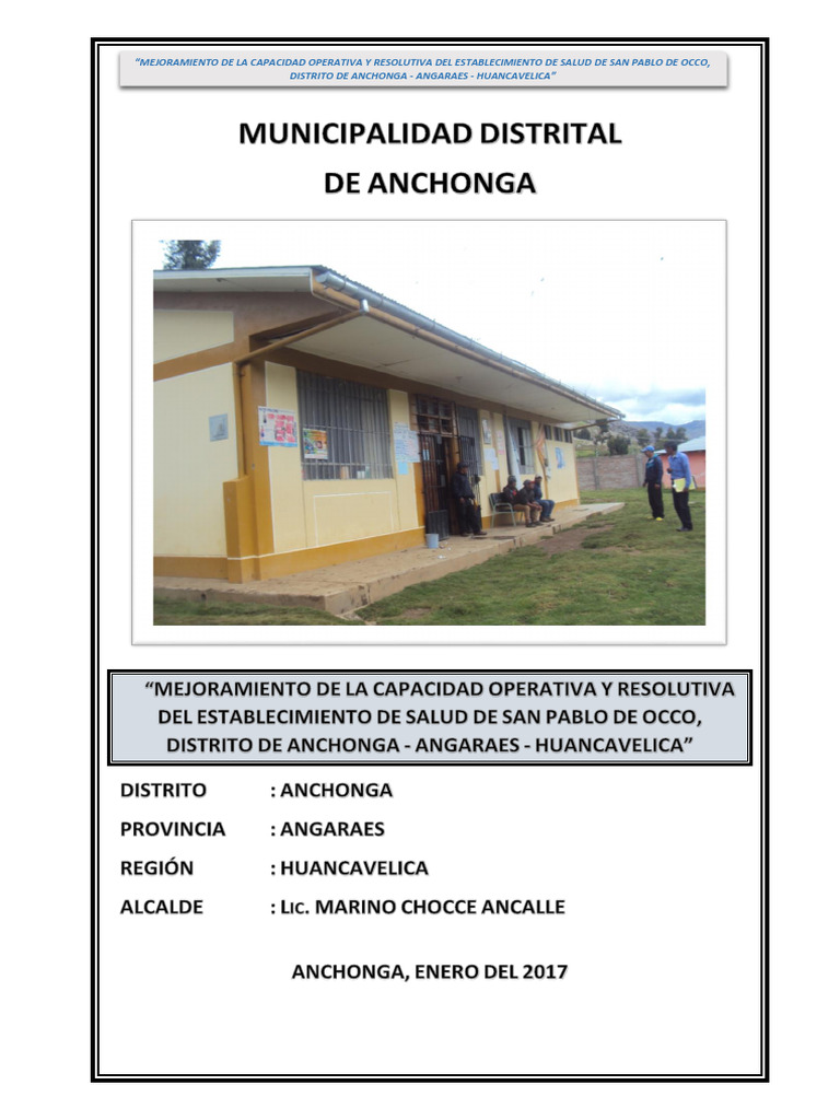 Mejoramiento de La Cap Resolutiva Puesto de Salud San Pablo | Descargar ...