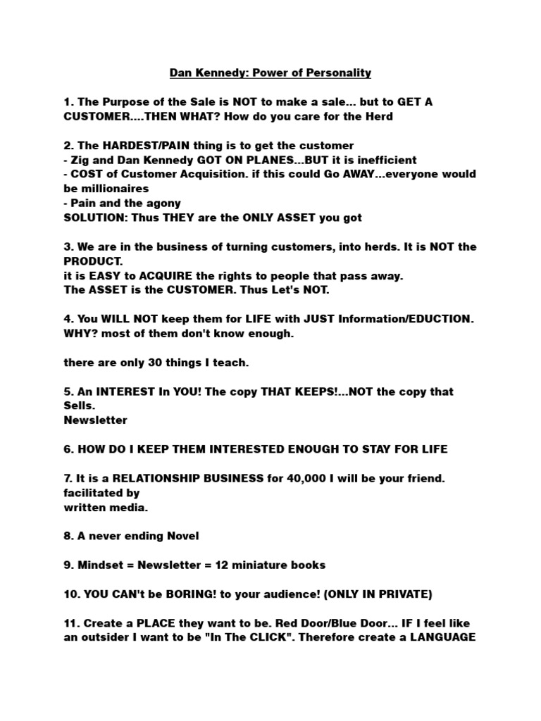 Notes Dan Kennedy Personality | PDF | Social Science