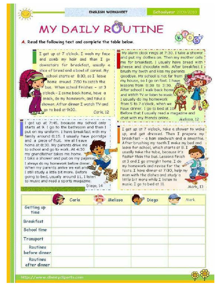 Atividade My Daily Routine | PDF