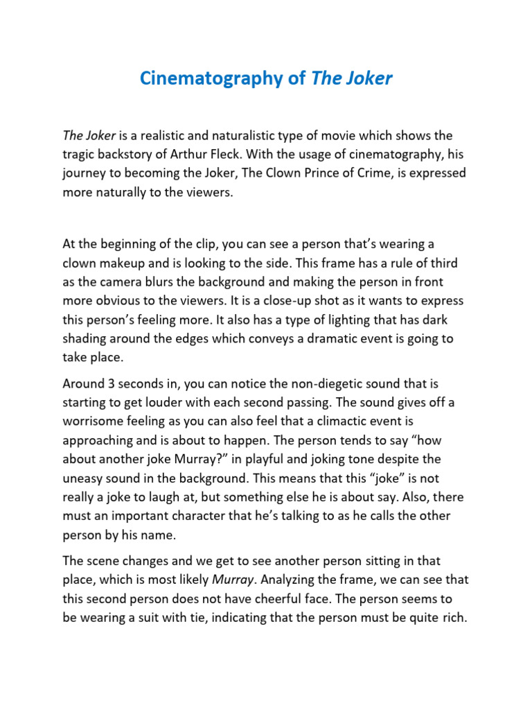 Cinematography of The Joker | PDF | Cinematography