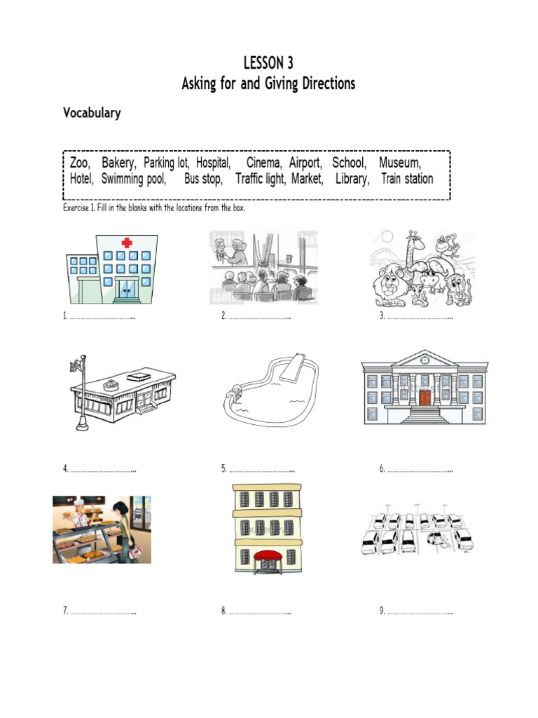 Directions and Locations Vocabulary | PDF | Language Arts & Discipline