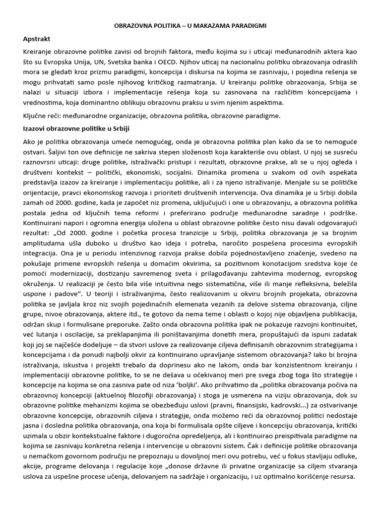 Menadzment Obrazovanja U Javnom Sektoru | PDF Menadzment Obrazovanja U Javnom Sektoru | PDF