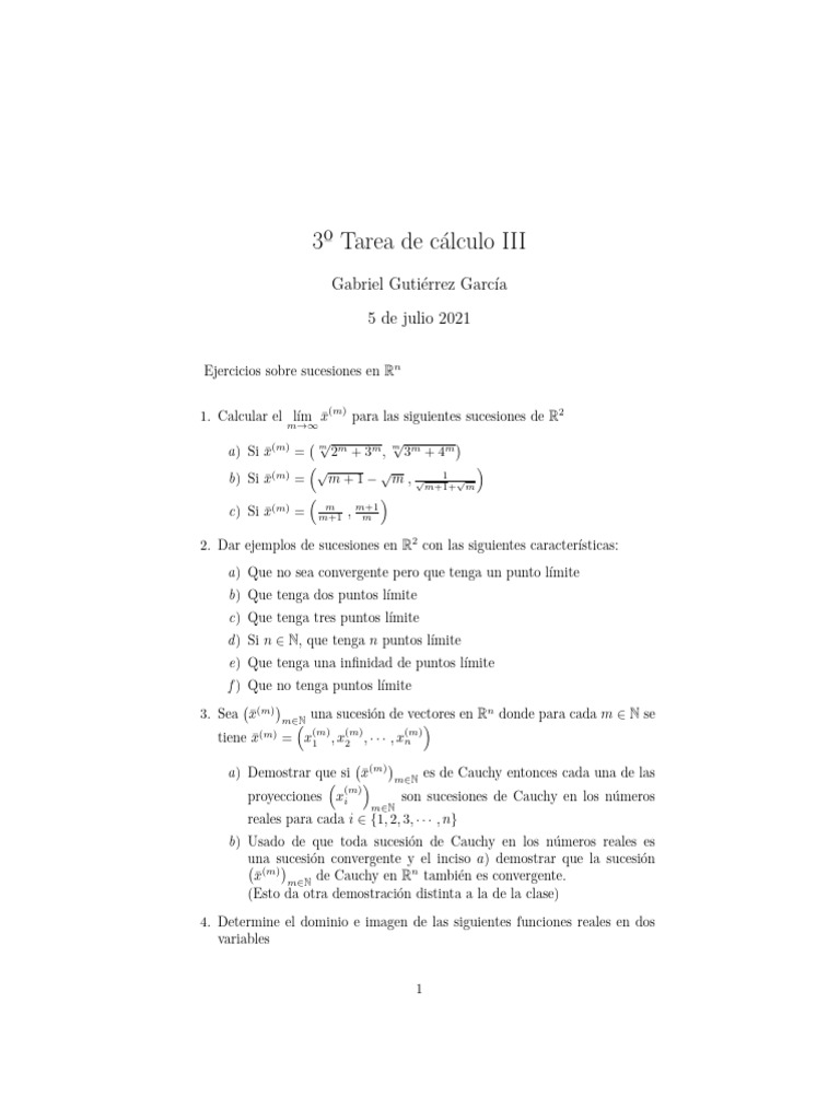 3 Tarea de C Lculo III | PDF | Curva | Geometría euclidiana