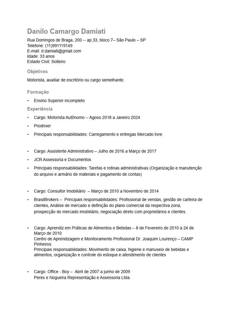 Curriculo Danilo 2 | PDF