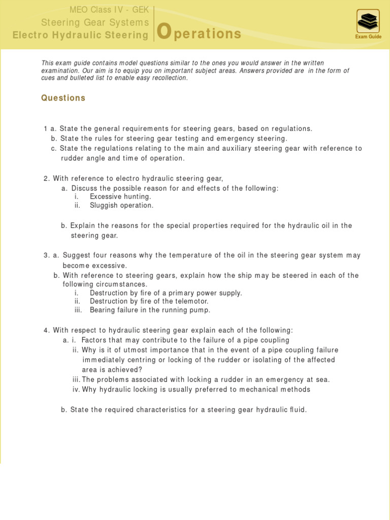 Ram Steering Gear - Operations | PDF | Steering | Rudder